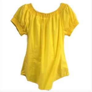 Kaelyn-Max | Tops | Kaelyn Max Top Blouse Neon Yellow Smocked Trim M ...